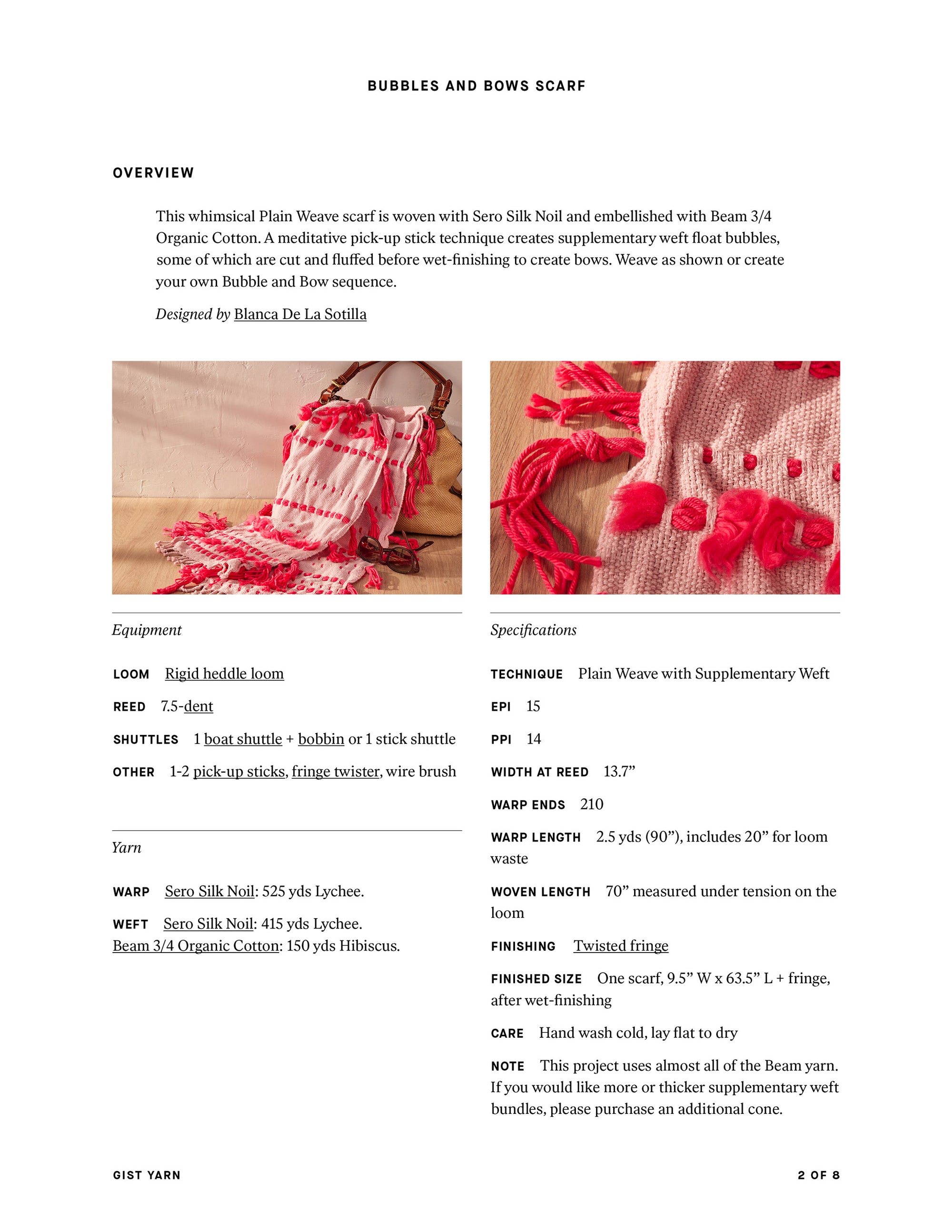 Bubbles and Bows Scarf Weaving Pattern - Gist Yarn