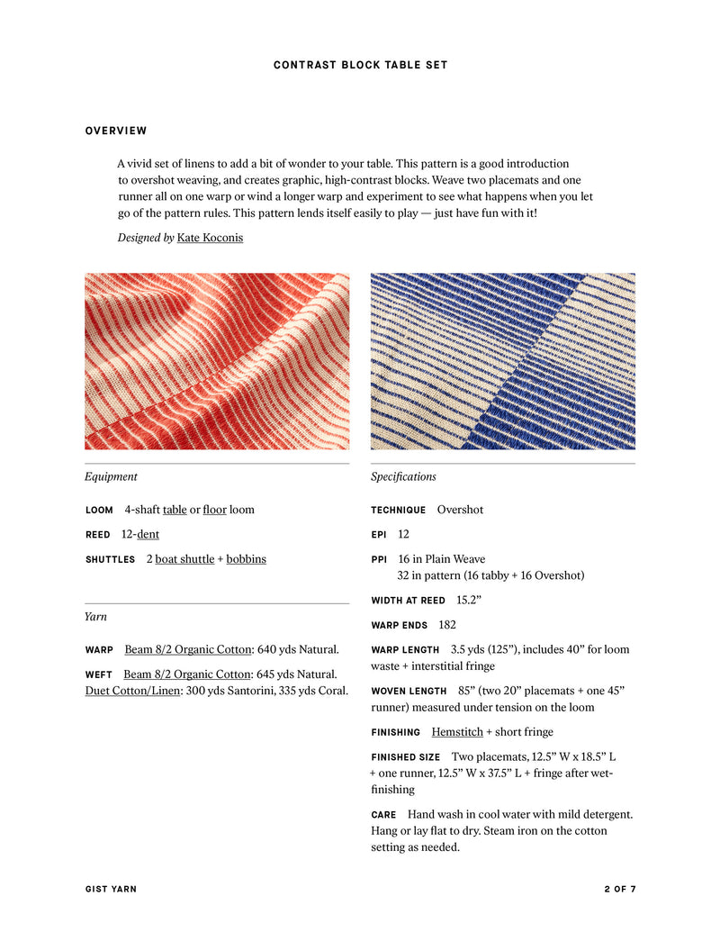 Contrast Block Table Set Weaving Pattern - Gist Yarn