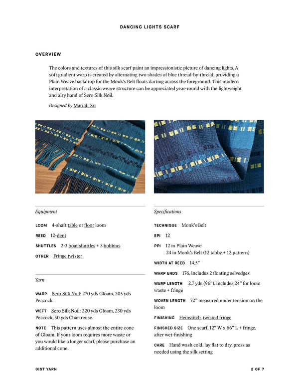 Dancing Lights Scarf Weaving Pattern - Gist Yarn