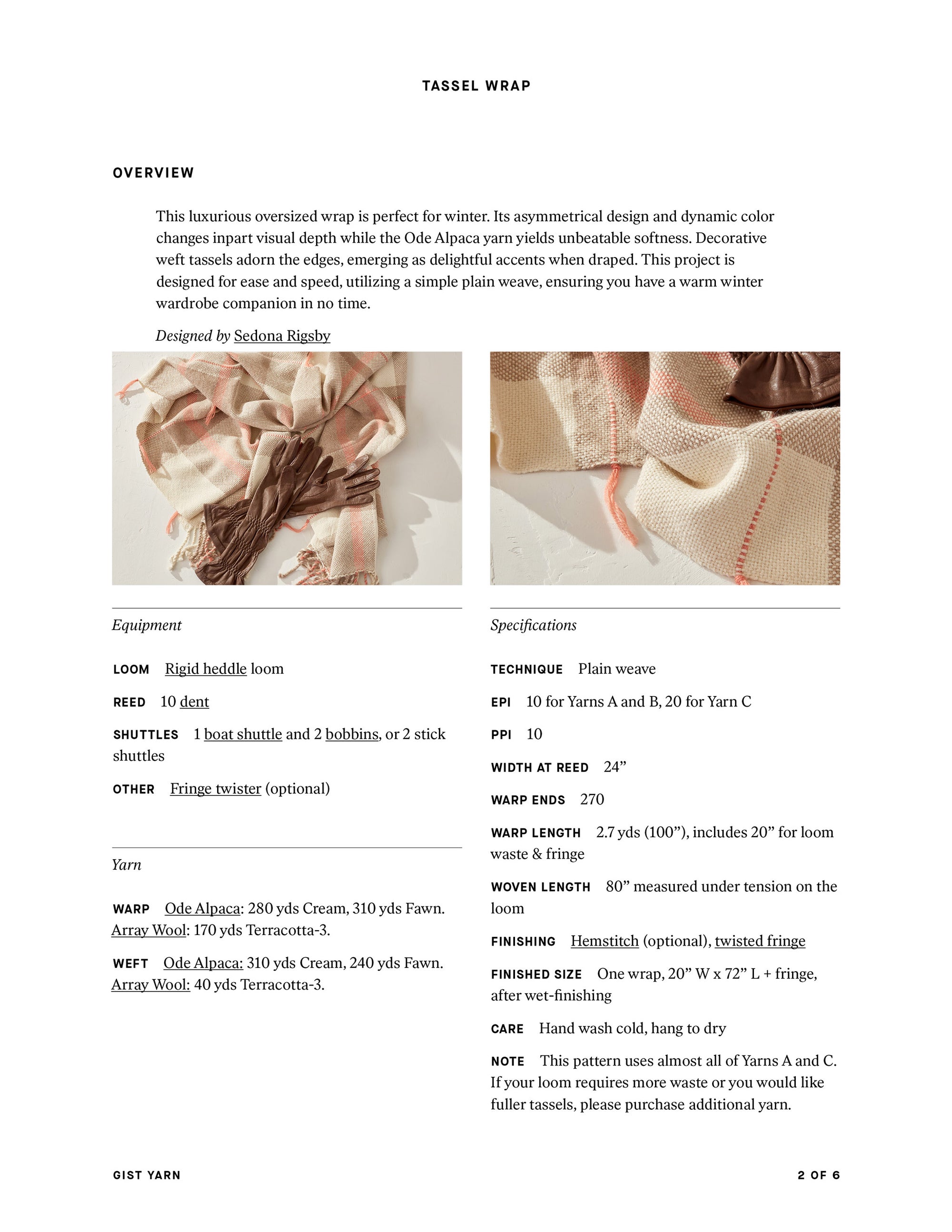 Tassel Wrap Weaving Pattern - Gist Yarn