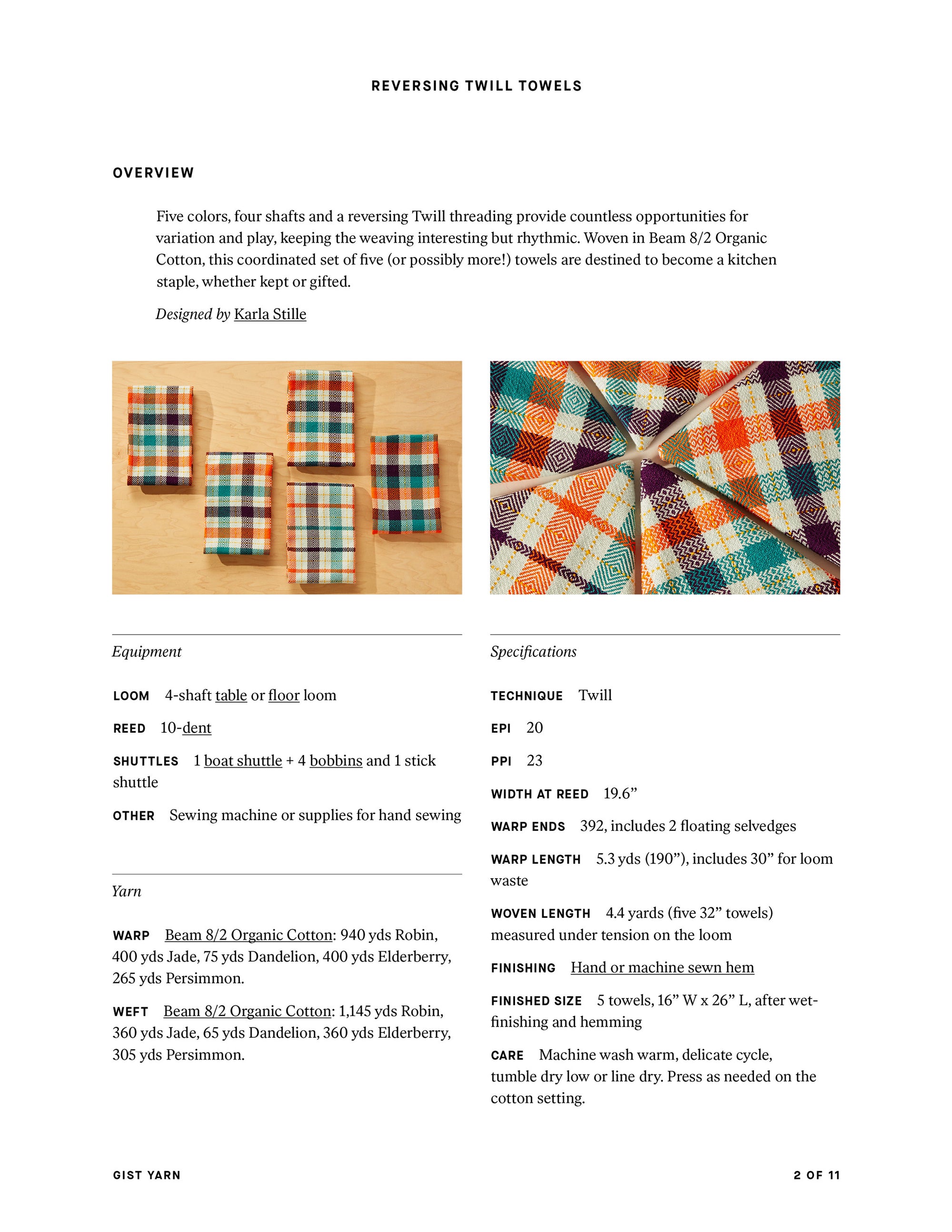 Reversing Twill Towels Weaving Pattern - Gist Yarn