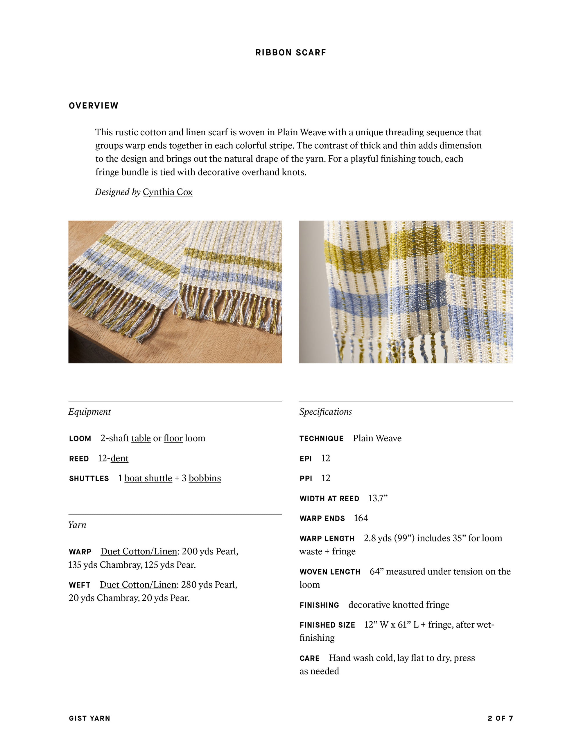 Ribbon Scarf Weaving Pattern - Gist Yarn