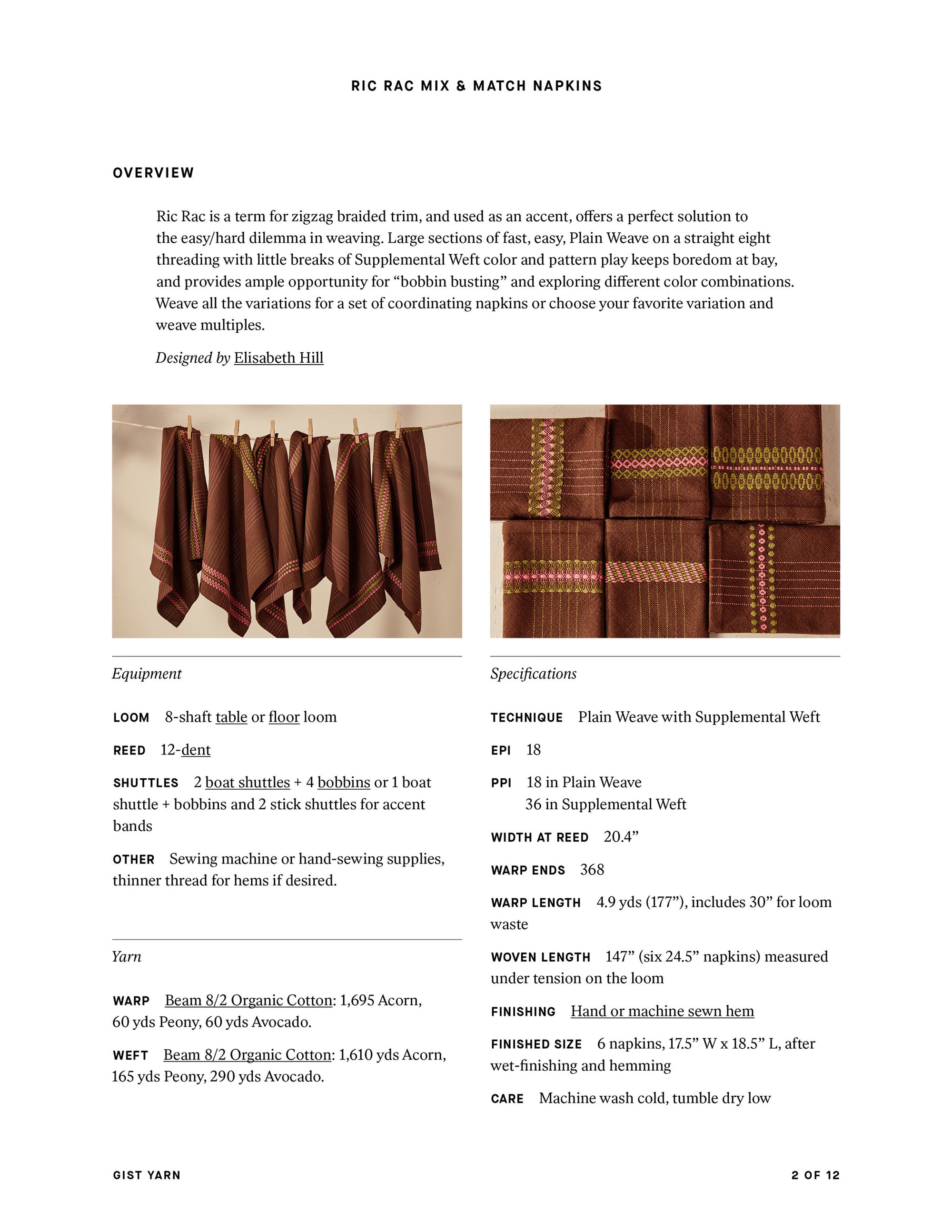 Ric Rac Mix & Match Napkins - Gist Yarn