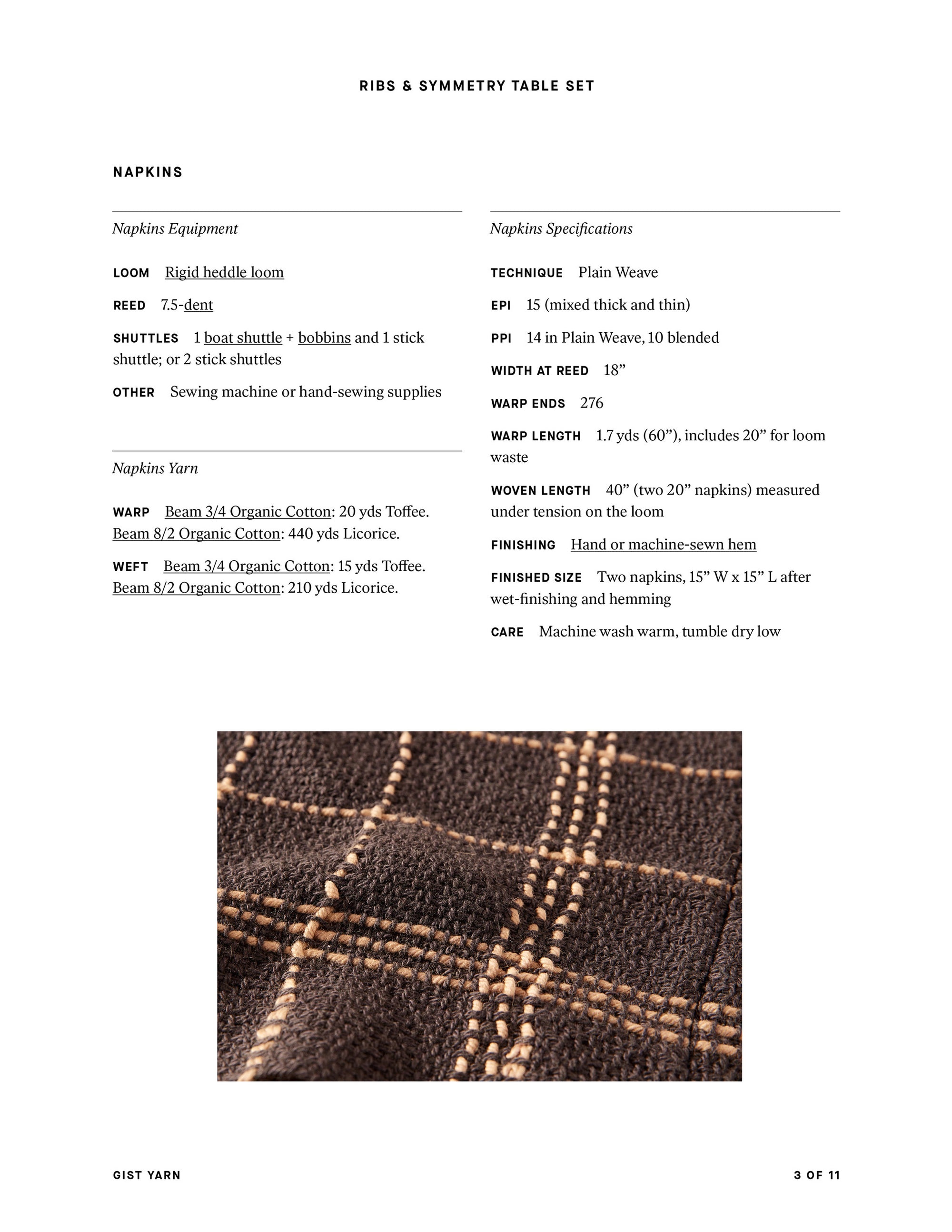 Ribs and Symmetry Table Set - Gist Yarn