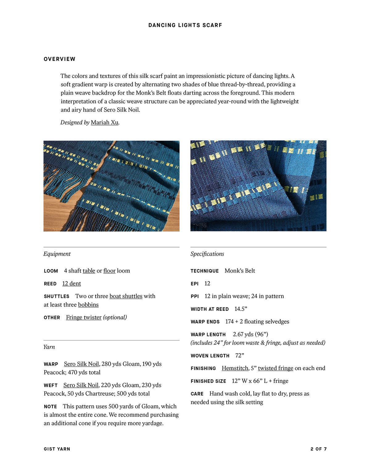 Dancing Lights Scarf Weaving Pattern - Gist Yarn